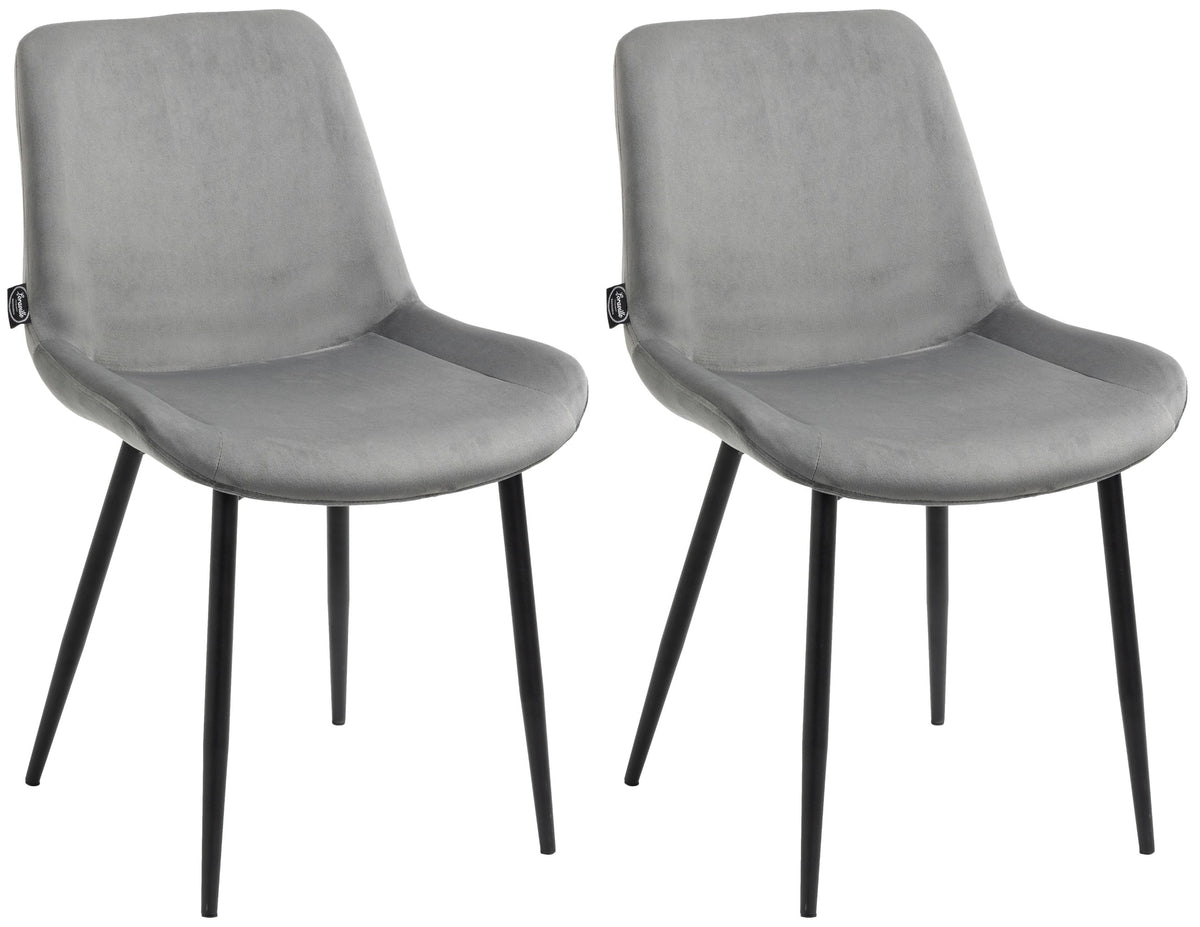 Set de 2 chaises de salle à manger design moderne assise en velours gr ...