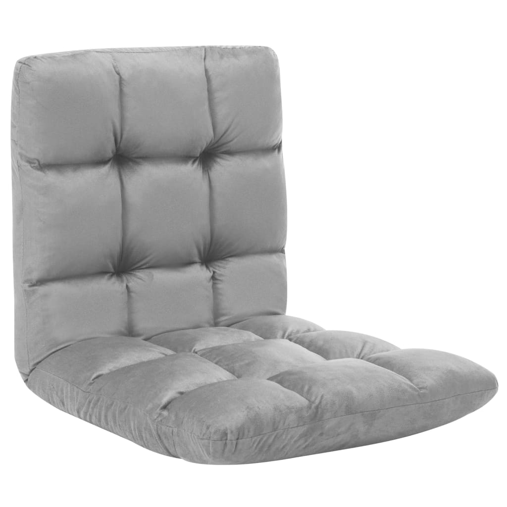 Fauteuil de sol chaise de sol piable réglable en microfibre gris clair ...