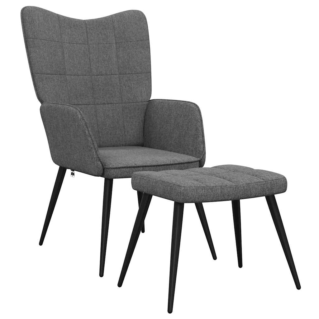 Chaise de canapé design moderne avec repose-pieds en tissu gris foncé ...