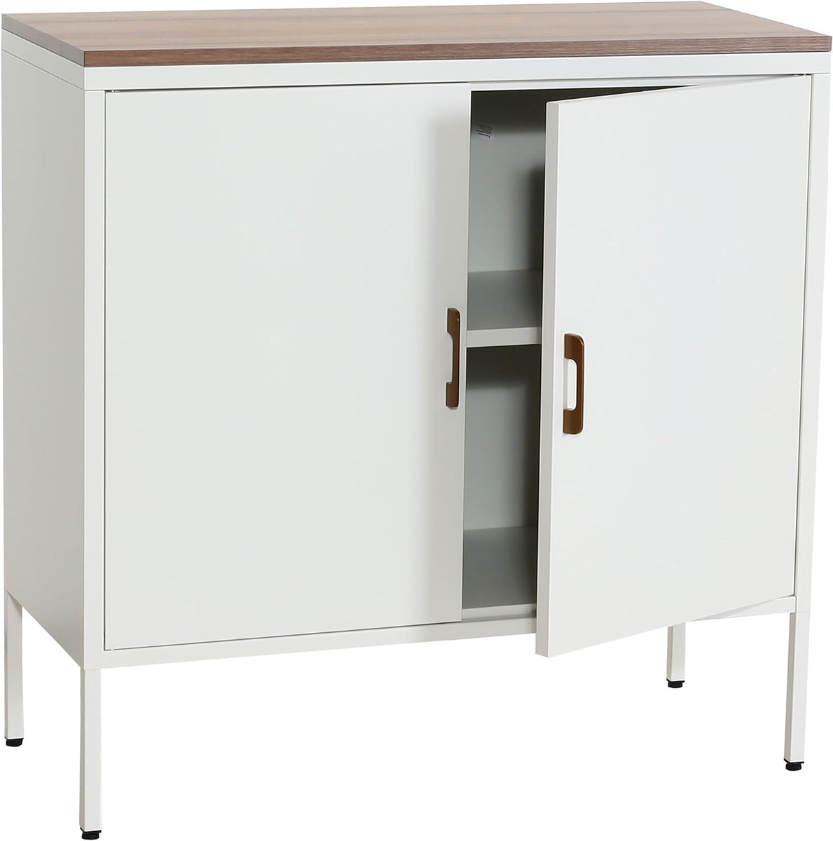 Commode meuble de rangement bureau buffet 2 portes métal 90x90x40cm mé ...